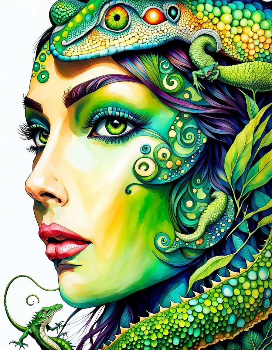 Lizard Girl - AI Generated Artwork - NightCafe Creator