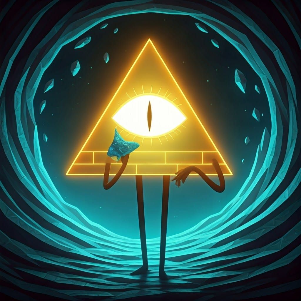 Glowing One-Eyed Bill Cipher Savoring Triangular C... - AI Art