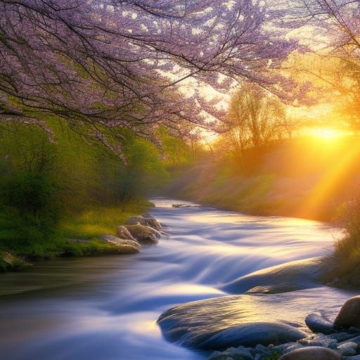 Beautiful Spring River - AI Generated Artwork - NightCafe Creator