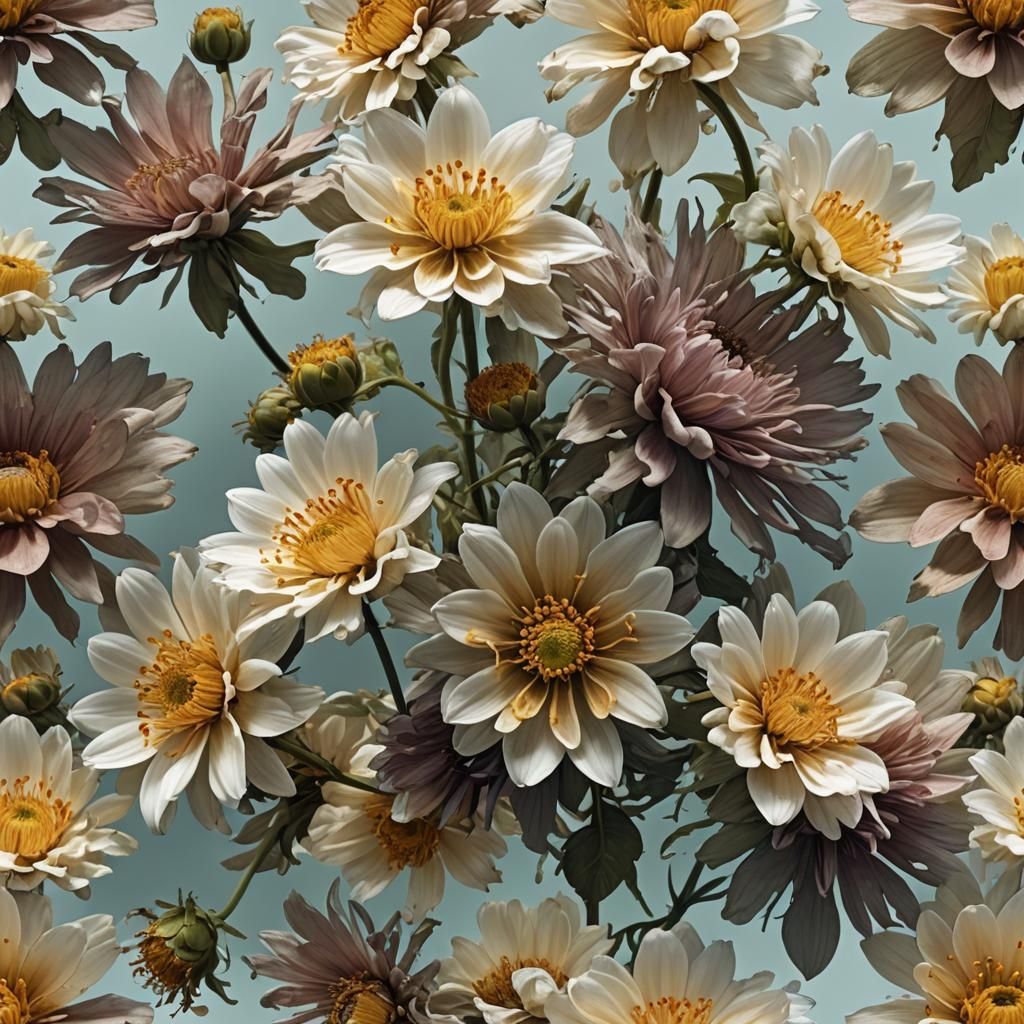 A hyperrealistic double exposure of a flower with petals peeling away ...