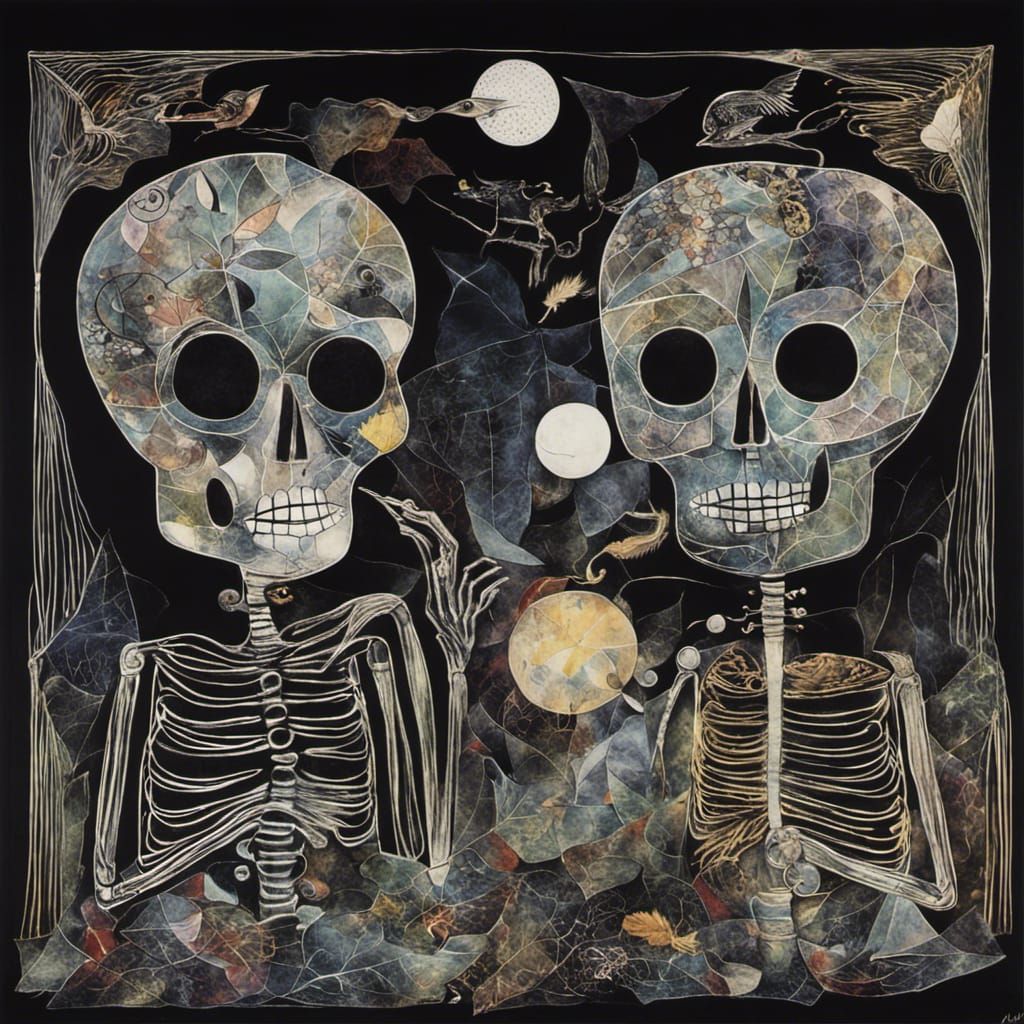 witches , skeletons and a black cat in a Million Leaf and Dandelion ...