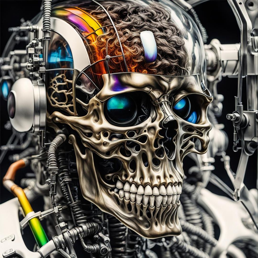 HOLOGRAPHIC 3 DIMENSIONAL SKULL by H.R. Giger - AI Generated Artwork ...