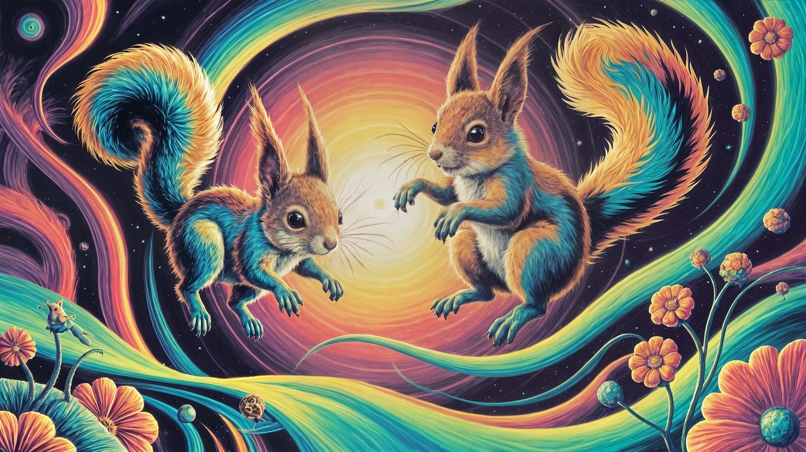 Squirrels of the void - Psychedelic Squirrels in Wonderland-...