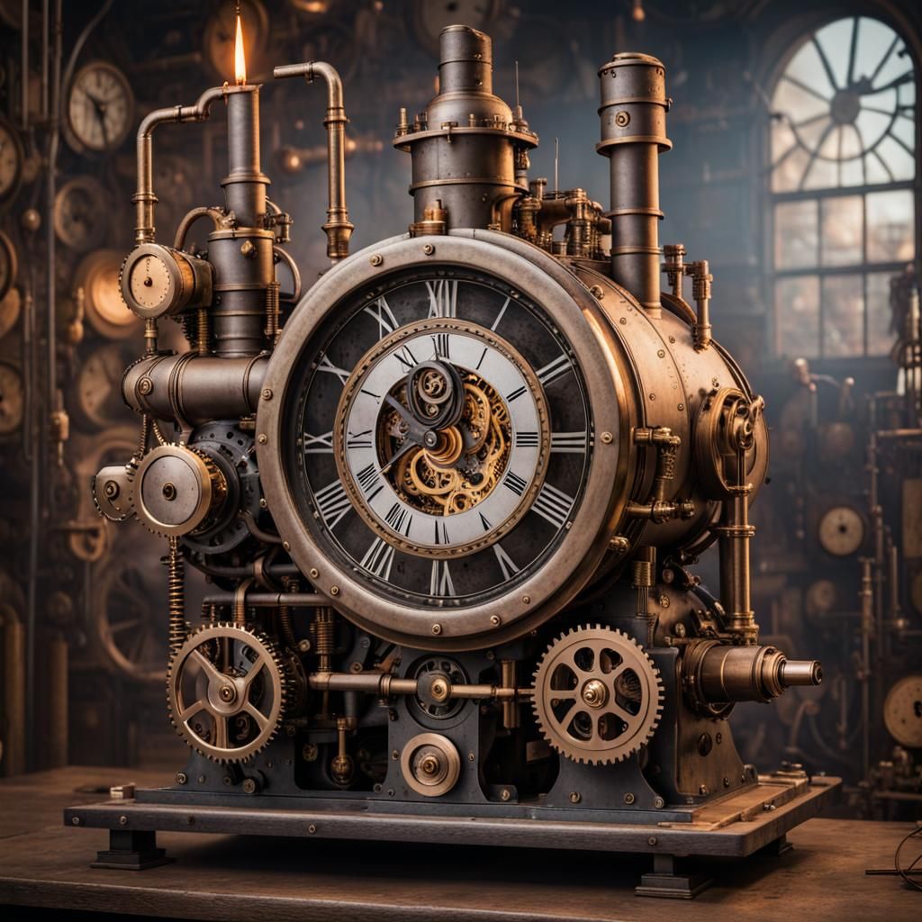 Steampunk Clock - AI Generated Artwork - NightCafe Creator