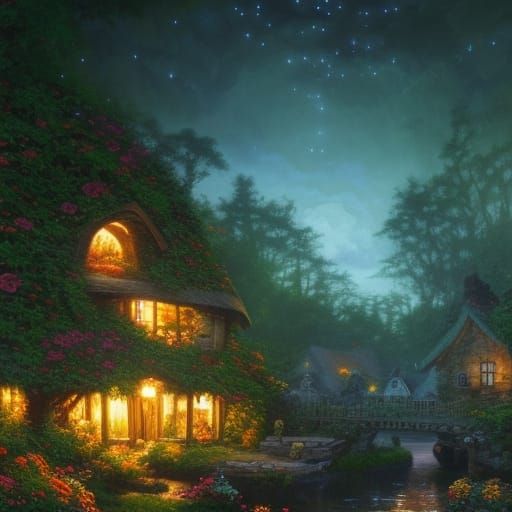 Cottagecore Fairycore Village - AI Generated Artwork - NightCafe Creator