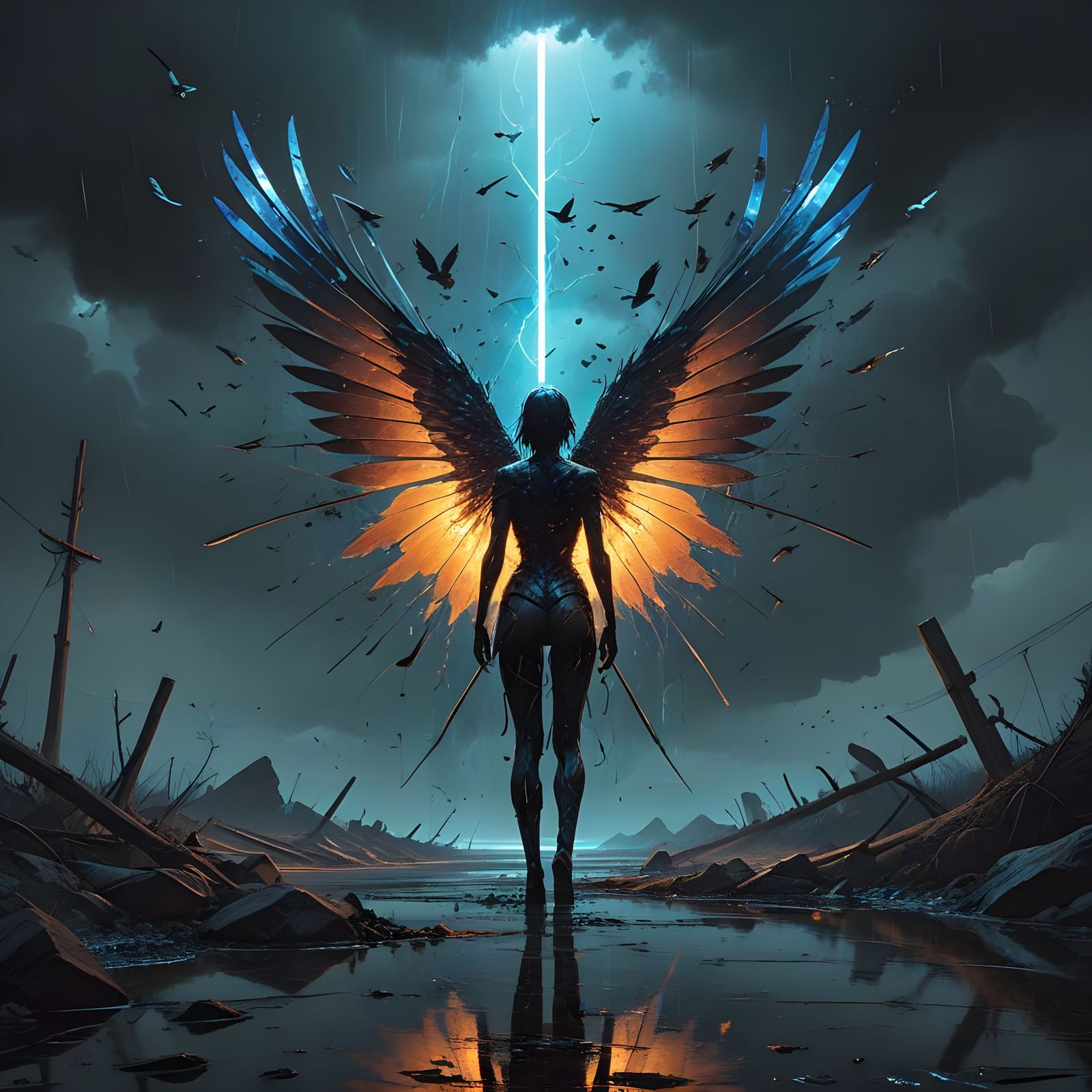 Fragmented Soul - Surreal Figure Emerges from Dreamlike Chao...