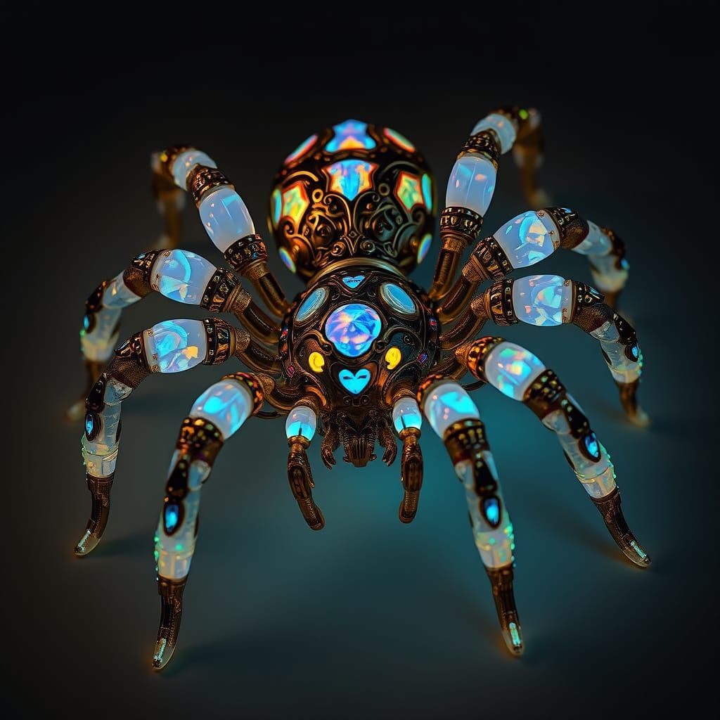 Opal tarantula - Steampunk Opal Cyborg Tarantula Illuminate...