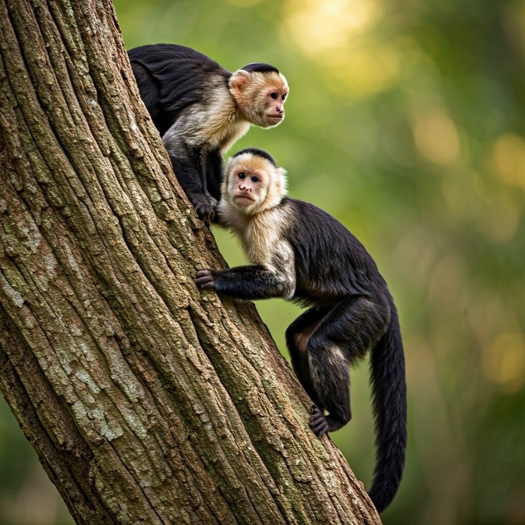 Hyper-Realistic Capuchin Monkeys in a Rainforest T... - AI Art