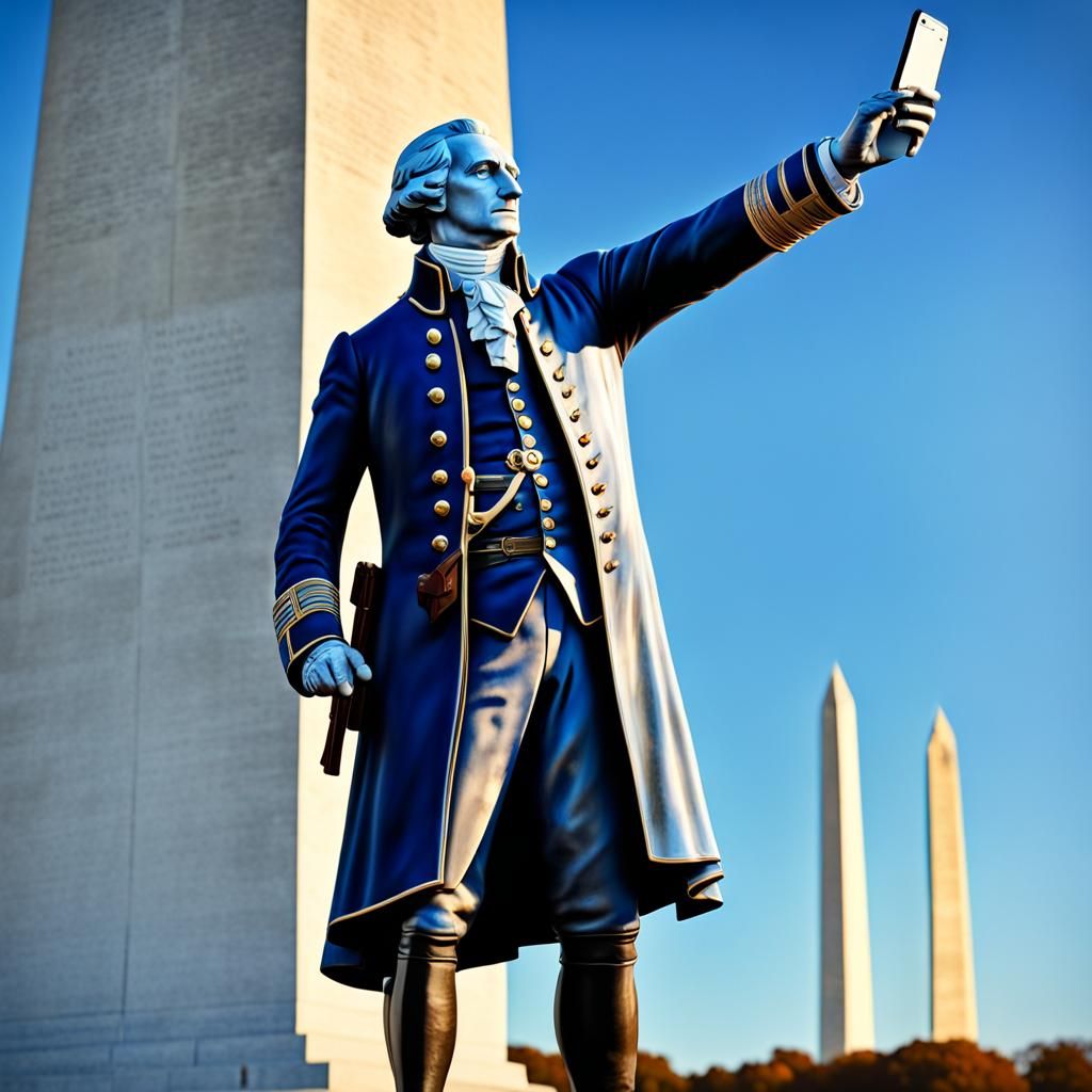 George Washington takes a selfie at the Washington Monument, or ...