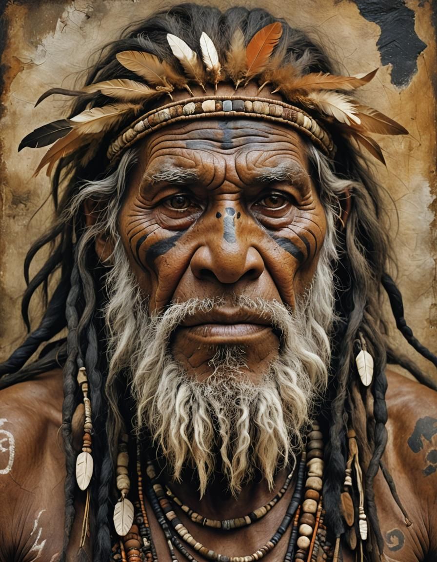 (Paleolithic spiritual portrait:1.6) Haunting close-up portrait of an ...