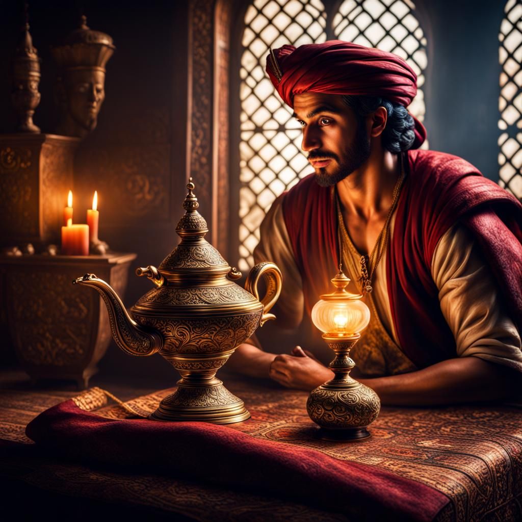 Aladdin and the magic lamp - AI Generated Artwork - NightCafe Creator