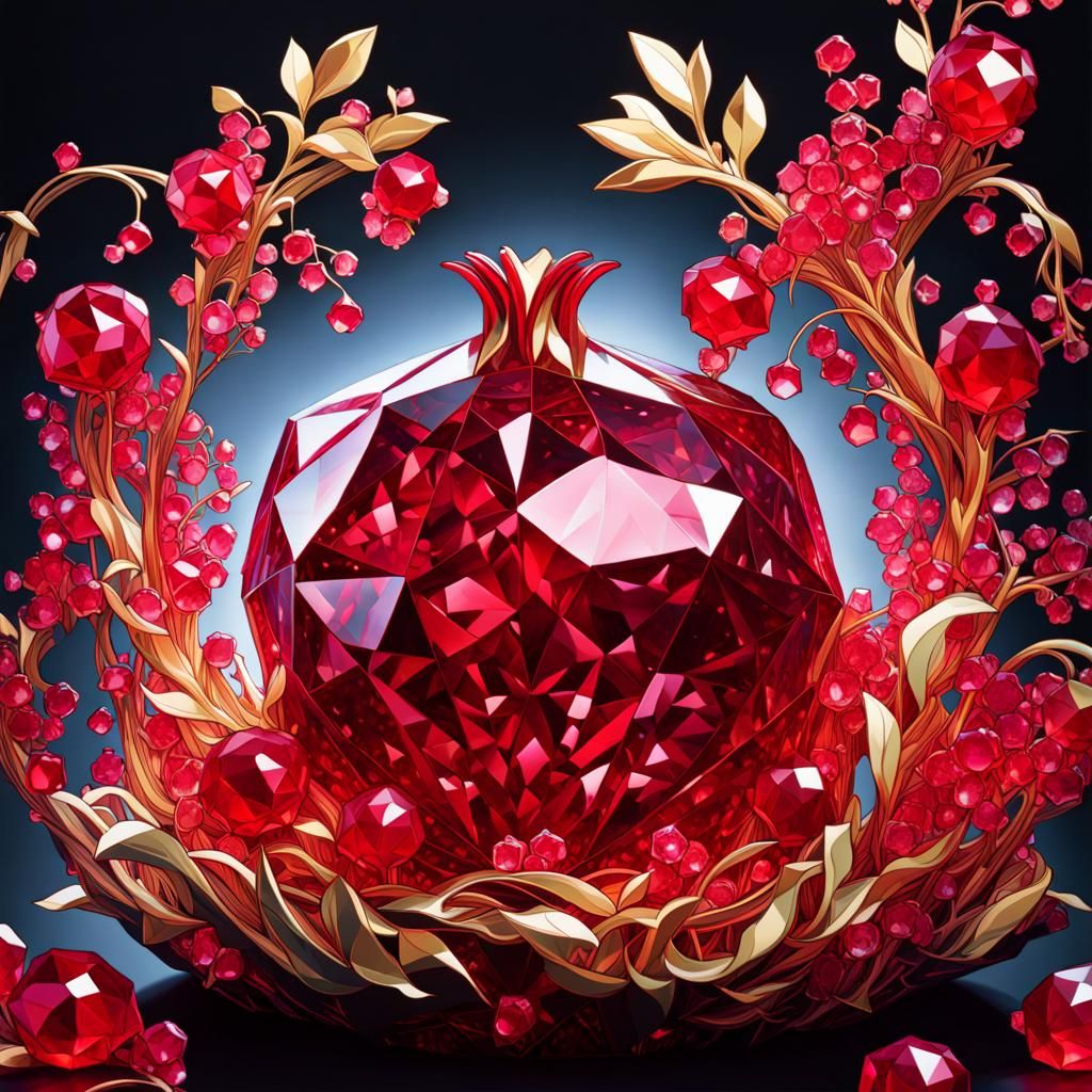 Ruby pomegranate - AI Generated Artwork - NightCafe Creator