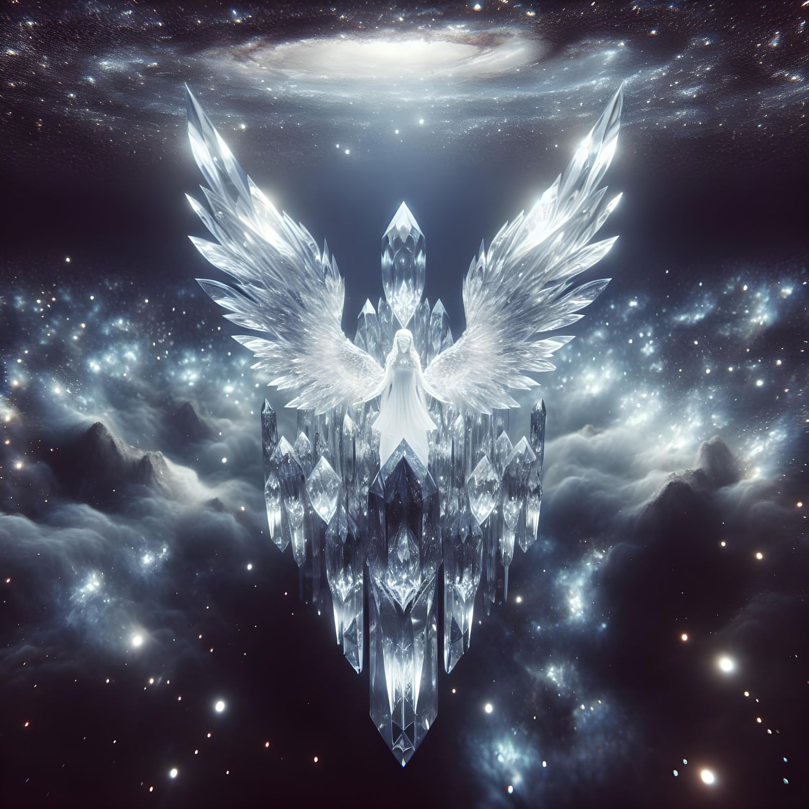 High qaulity and detailed angelic crystal structure floating in the ...