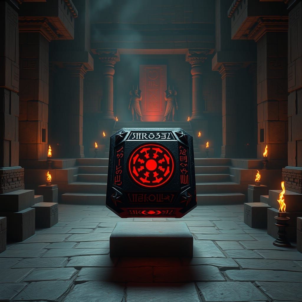 Ancient Sith Holocron in Dark Temple Chamber - AI Art