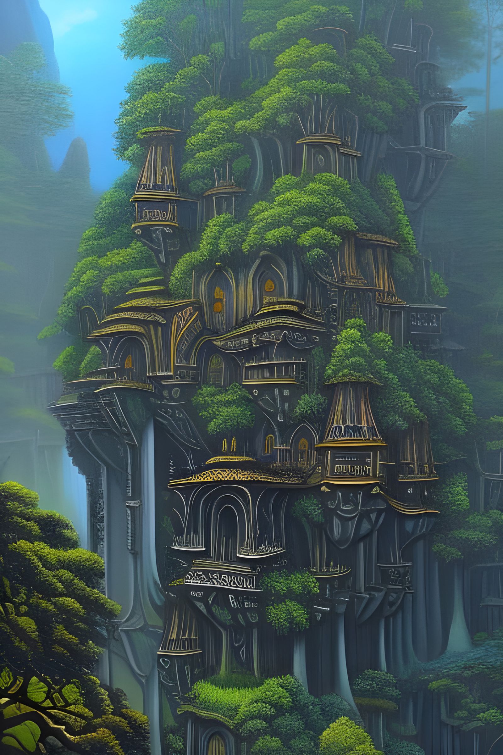 Welcome to Elfhome (#4) 🧝‍♀️ 🏡 🌳 - AI Generated Artwork - NightCafe Creator