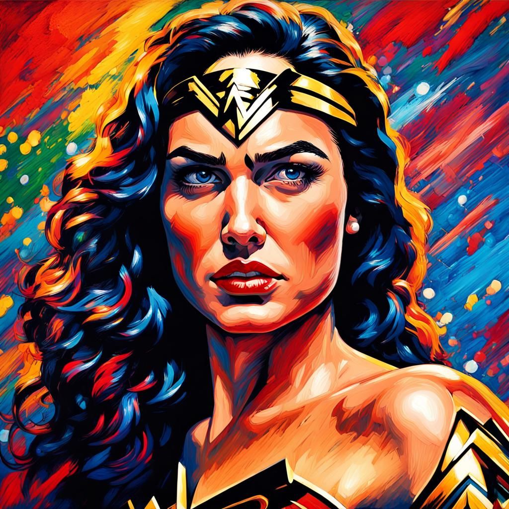Wonder Woman Pop Art portrait - AI Generated Artwork - NightCafe Creator