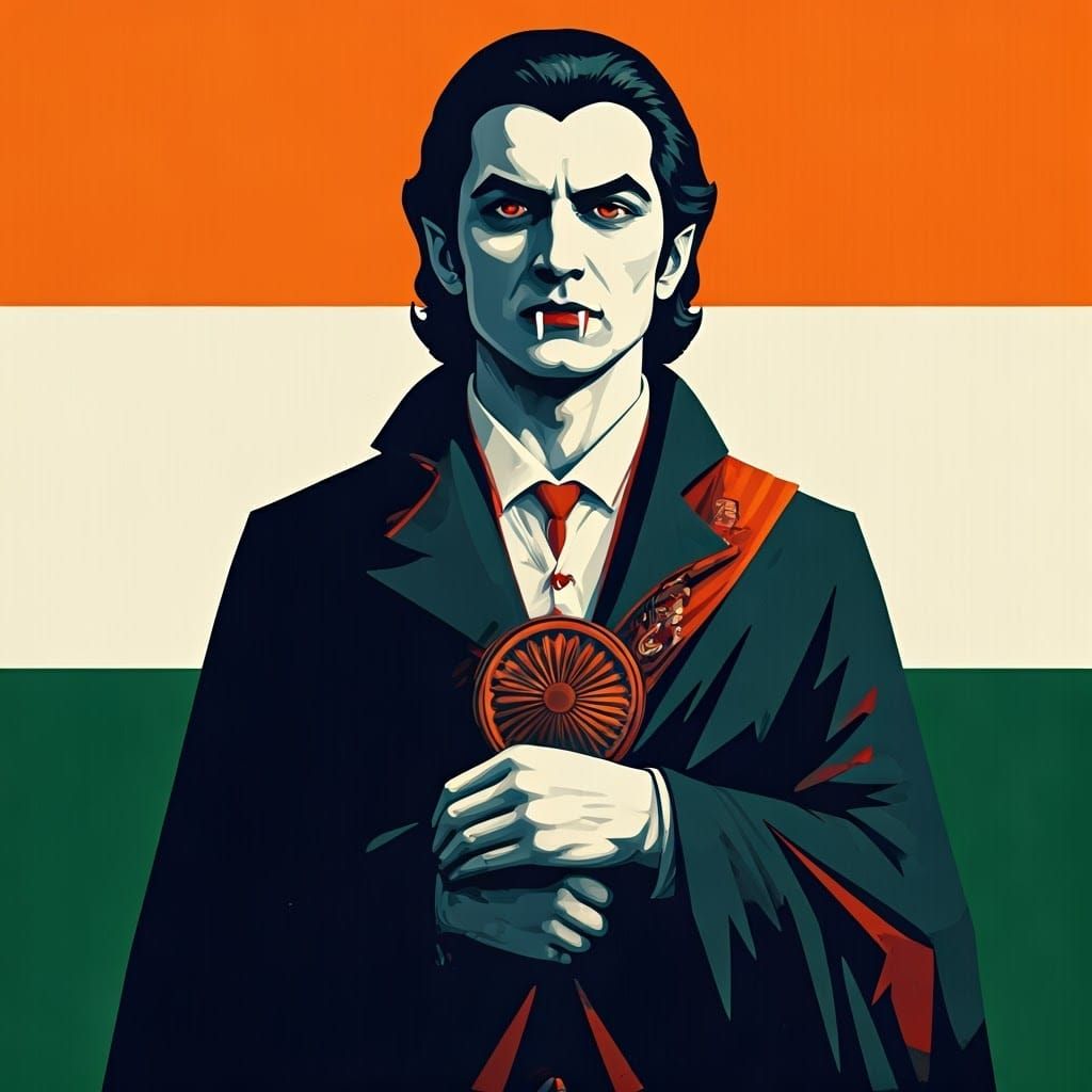 Indian Vampire Heroism Poster in Stenberg Style - AI Art