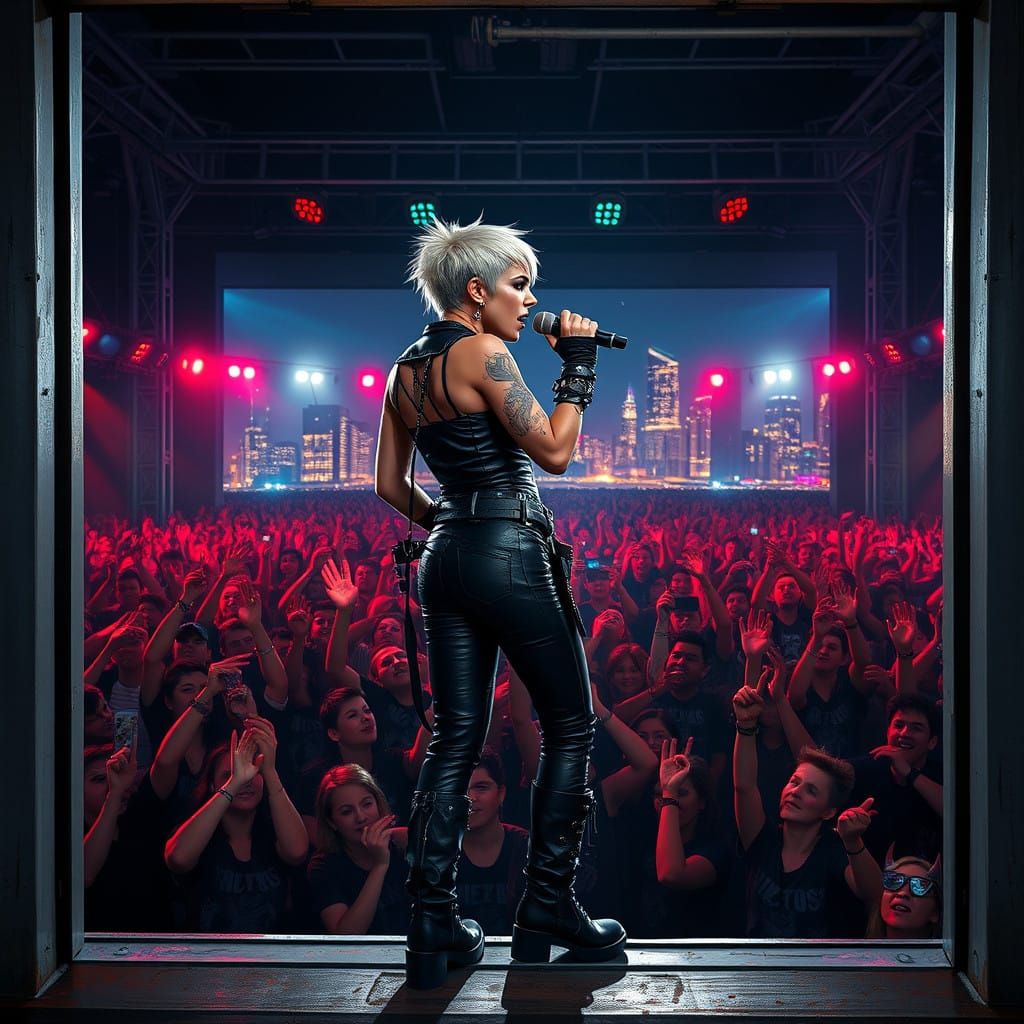 Rockstar Rebellion: Intense Stage Performance in N... - AI Art