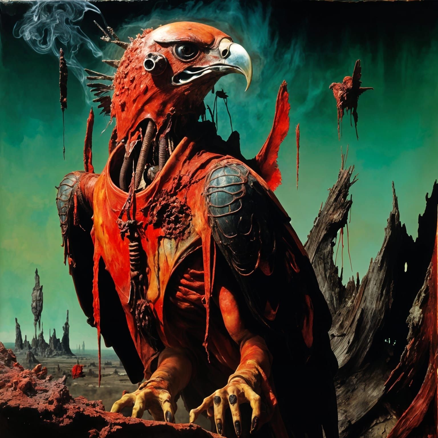 Red falcon - Cyberpunk Red Falcon Unleashes Fury on Alien Wa...