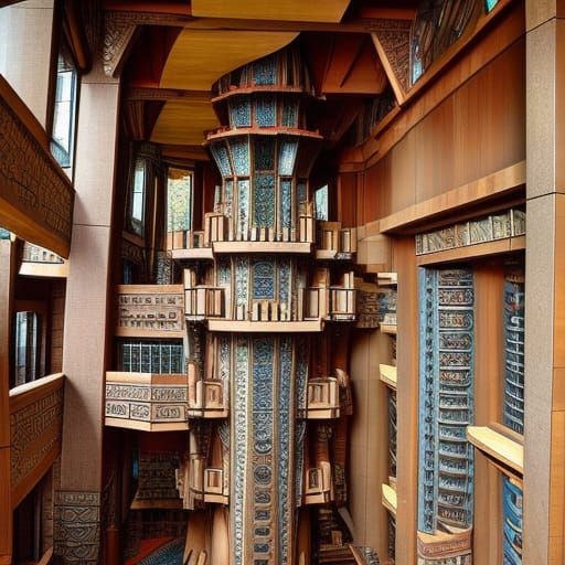 Wizard's Tower interior by Frank Lloyd Wright whimsical fantasy ...
