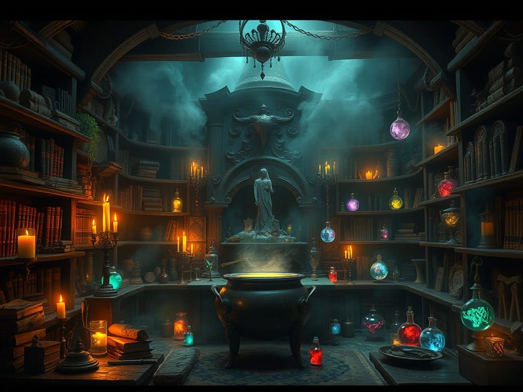 Witches’ Lab - Mystical Witches' Sanctuary in Dark Surrealis...