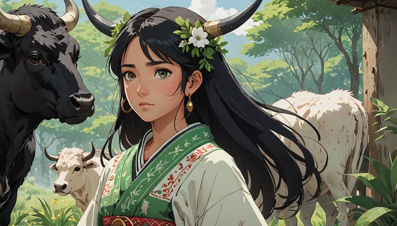 Portrait of girl having ox features - AI Generated Artwork - NightCafe ...