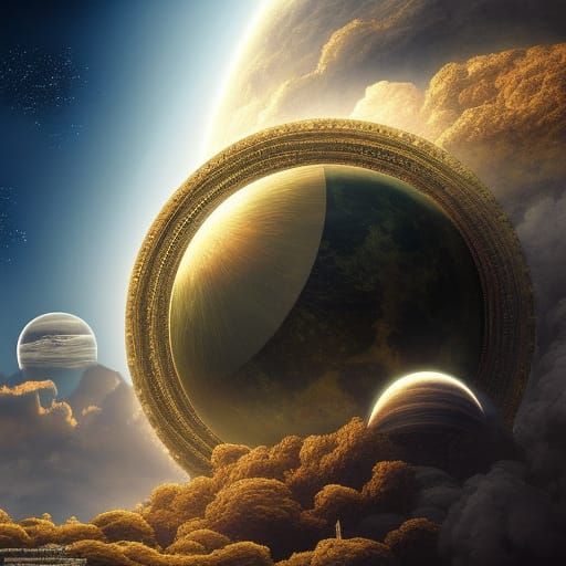 Planet rising over earth like the moon Epic cinematic brilliant ...