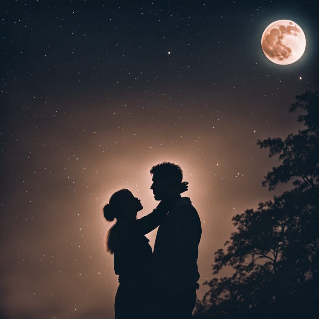 Ethereal Couple Under Lunar Eclipse - AI Art