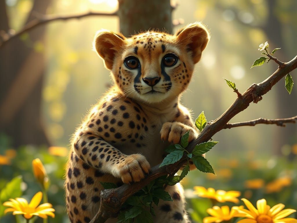 Vibrant Jungle Cheetah in Soft Dramatic Lighting - AI Art