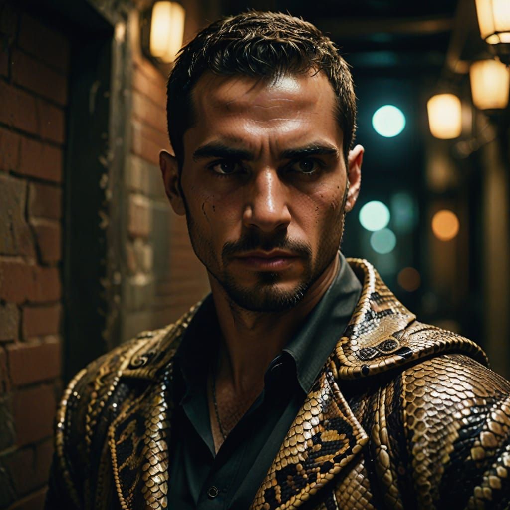 Cuban-American Assassin in Rattlesnake Costume: Ci... - AI Art