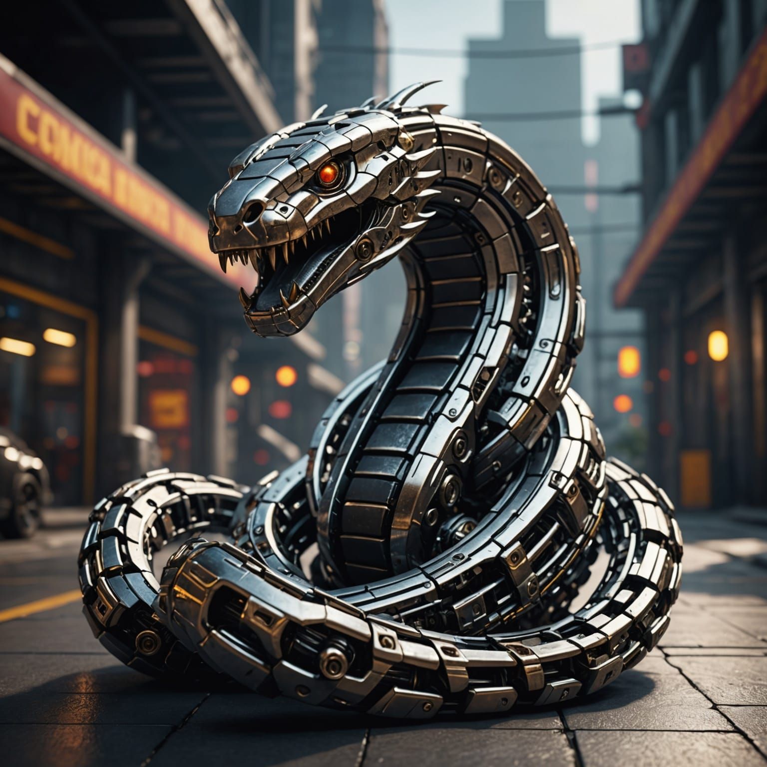 Mechanical Cobra Snake - AI Generated Artwork - NightCafe Creator