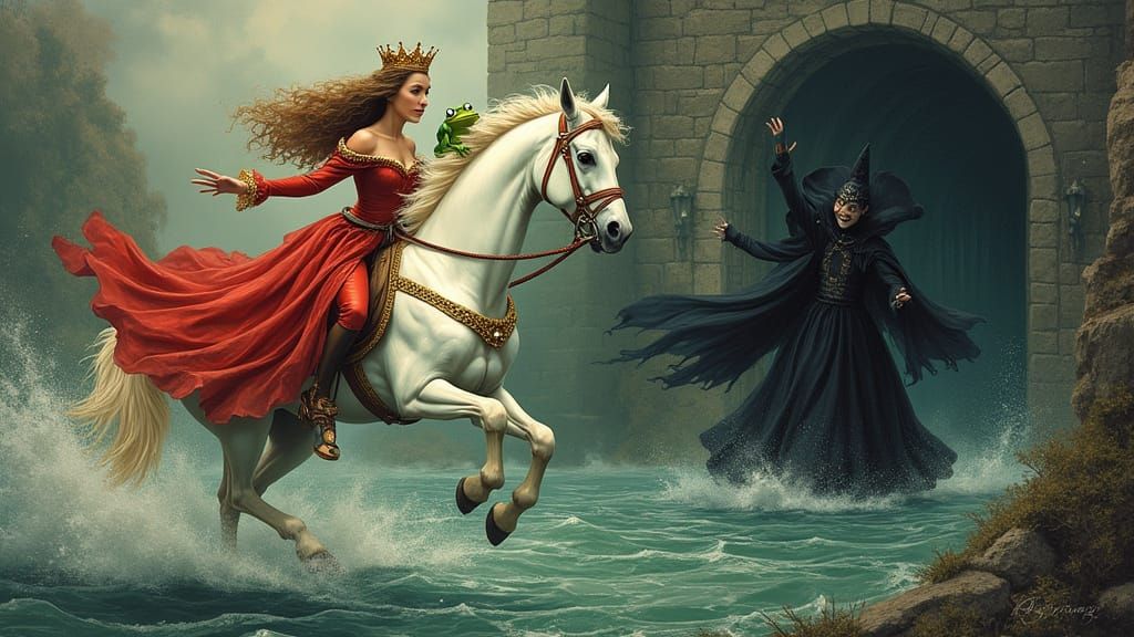 Medieval Princess Rescues Prince in Whimsical Fair... - AI Art