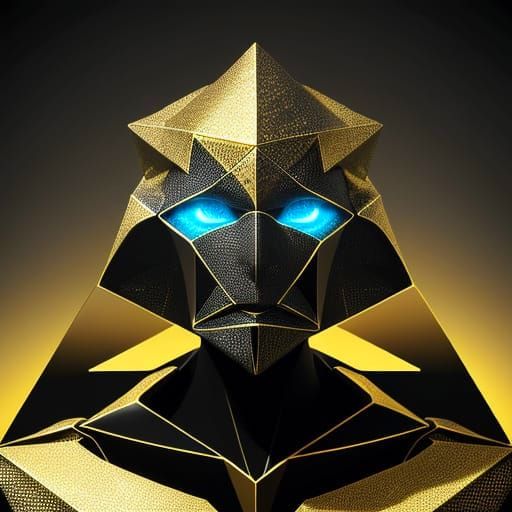 Octagonal polyhedron with facial expression