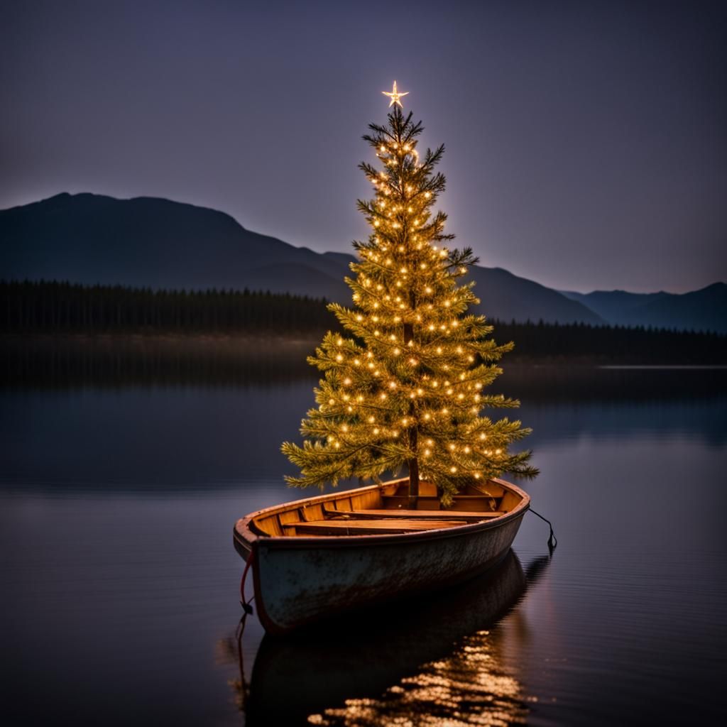 Christmas On The Lake - AI Generated Artwork - NightCafe Creator