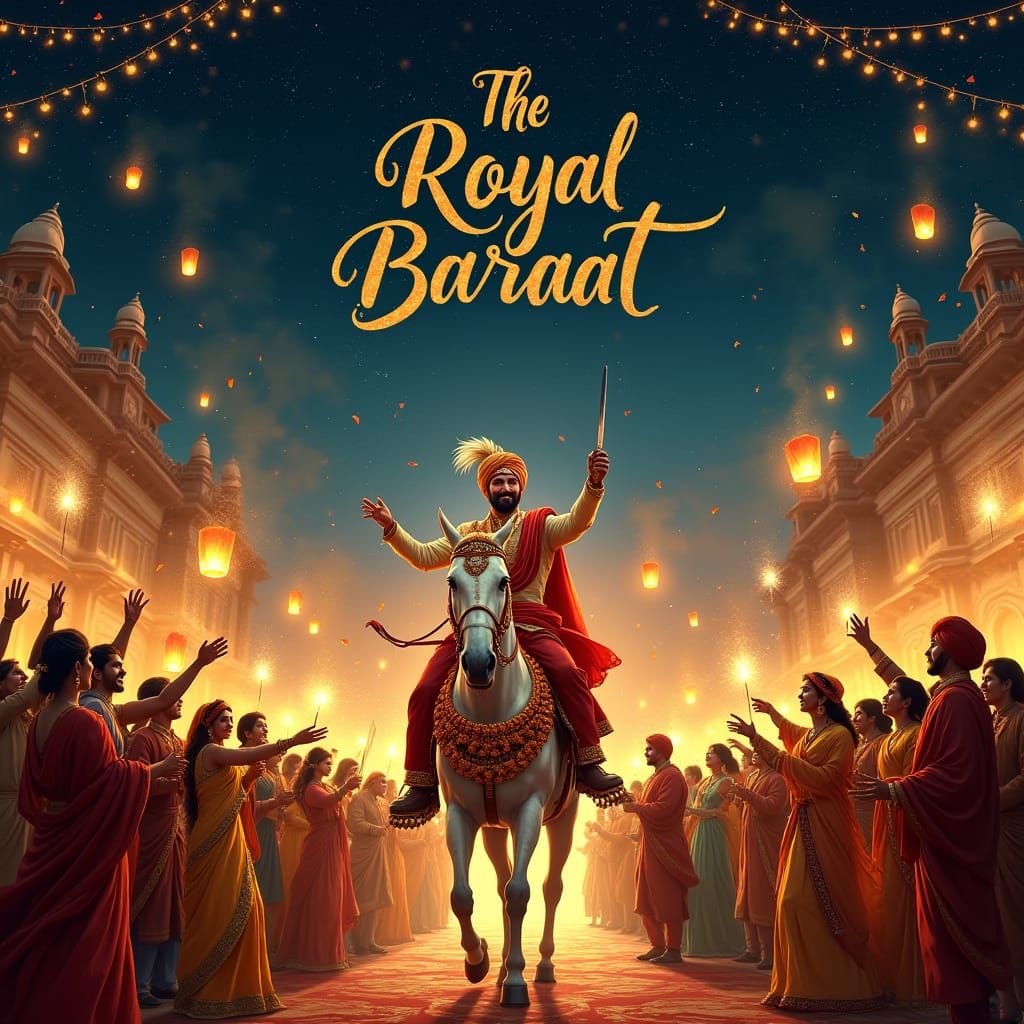 Majestic Indian Wedding E-Invite in Regal Style - AI Art