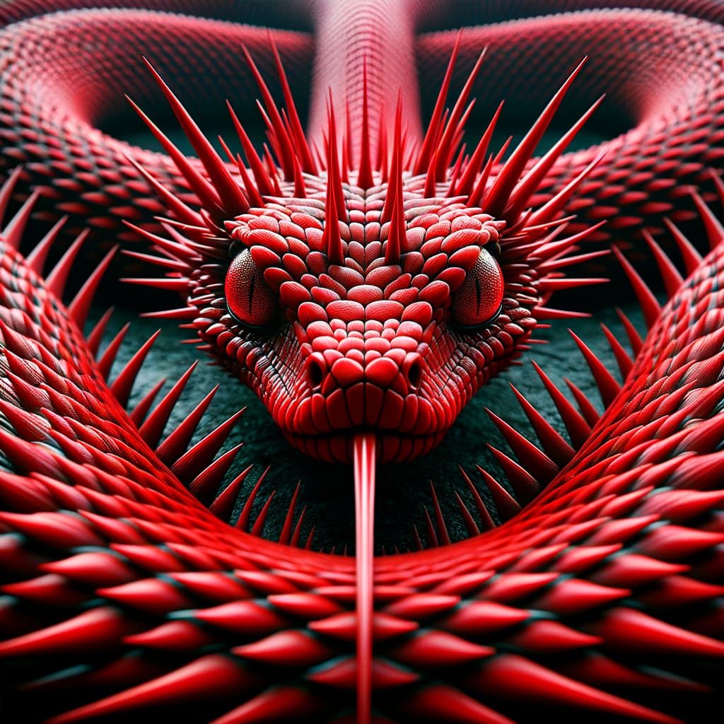 Intimidating Red Snake in 4K, Staring Directly at ... - AI Art