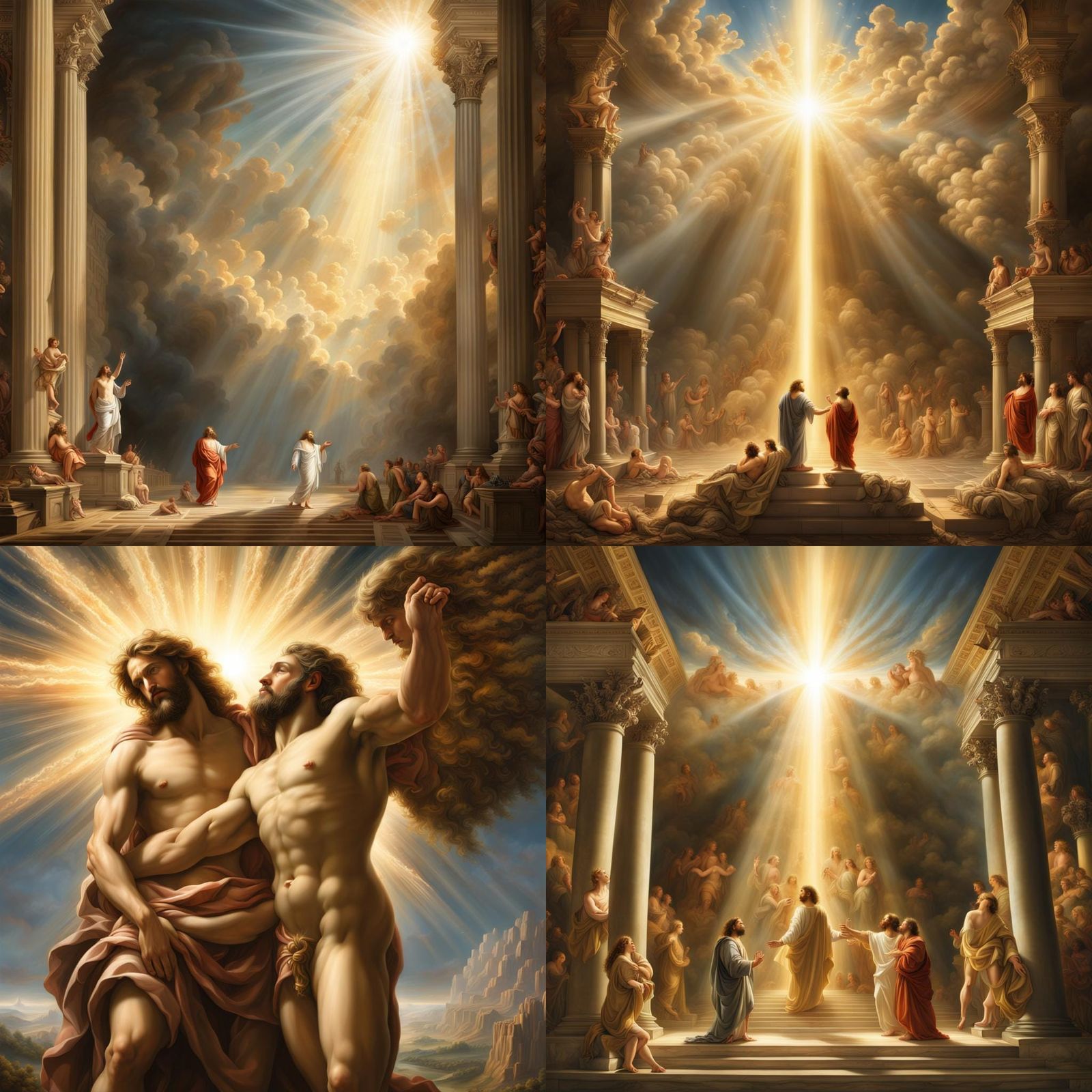 Leonardo divinci painting of god and Adam and the light are shining on ...