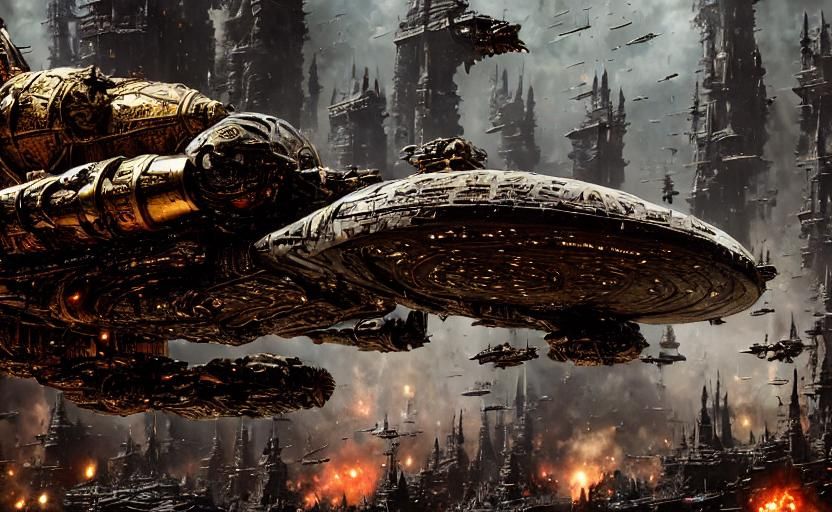 Human Space Fleet Invading Alien World - AI Generated Artwork ...