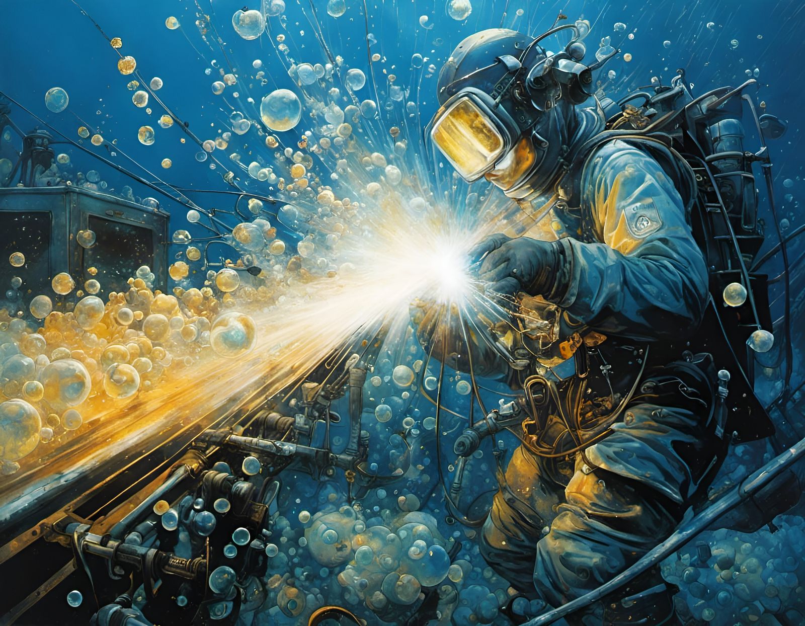 Underwater Pipe Welder - AI Generated Artwork - NightCafe Creator