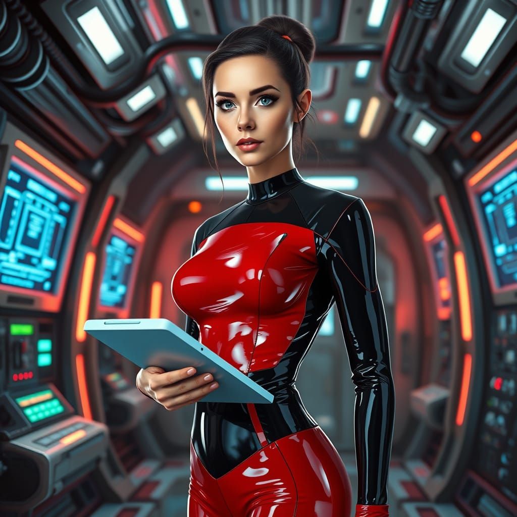Confident Female Starfleet Officer in Industrial F... - AI Art