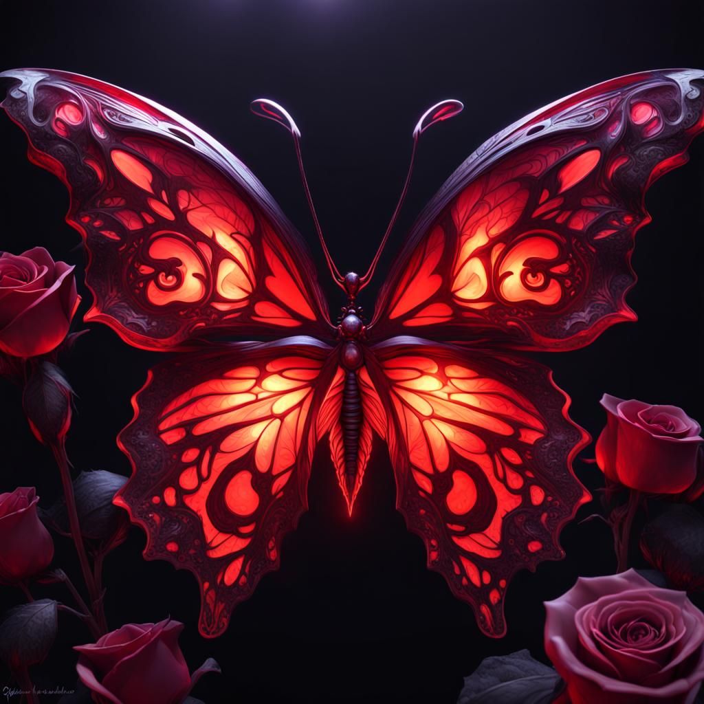 Crimson Butterfly - AI Generated Artwork - NightCafe Creator