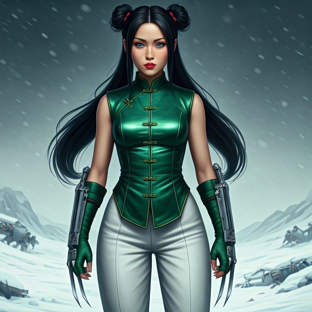 Kirika, Mutant Warrior in Frozen Battlefield, Digi... - AI Art