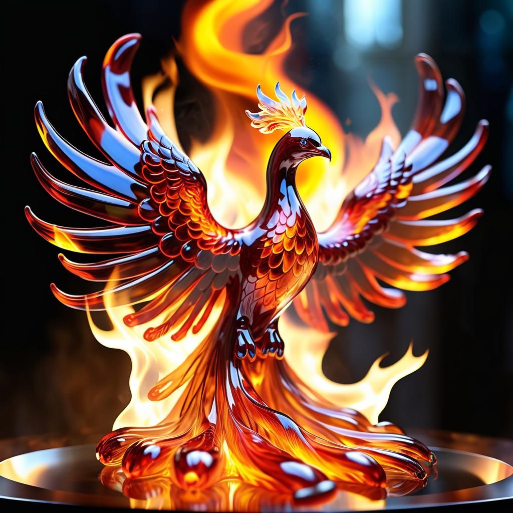 Glass Phoenix - AI Generated Artwork - NightCafe Creator