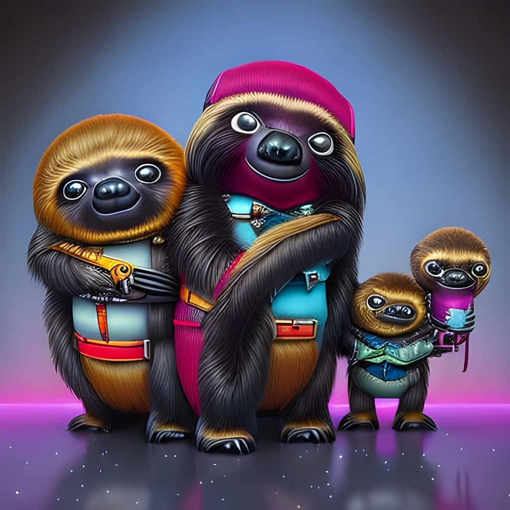 Hip Hop Sloth Family - AI Generated Artwork - NightCafe Creator