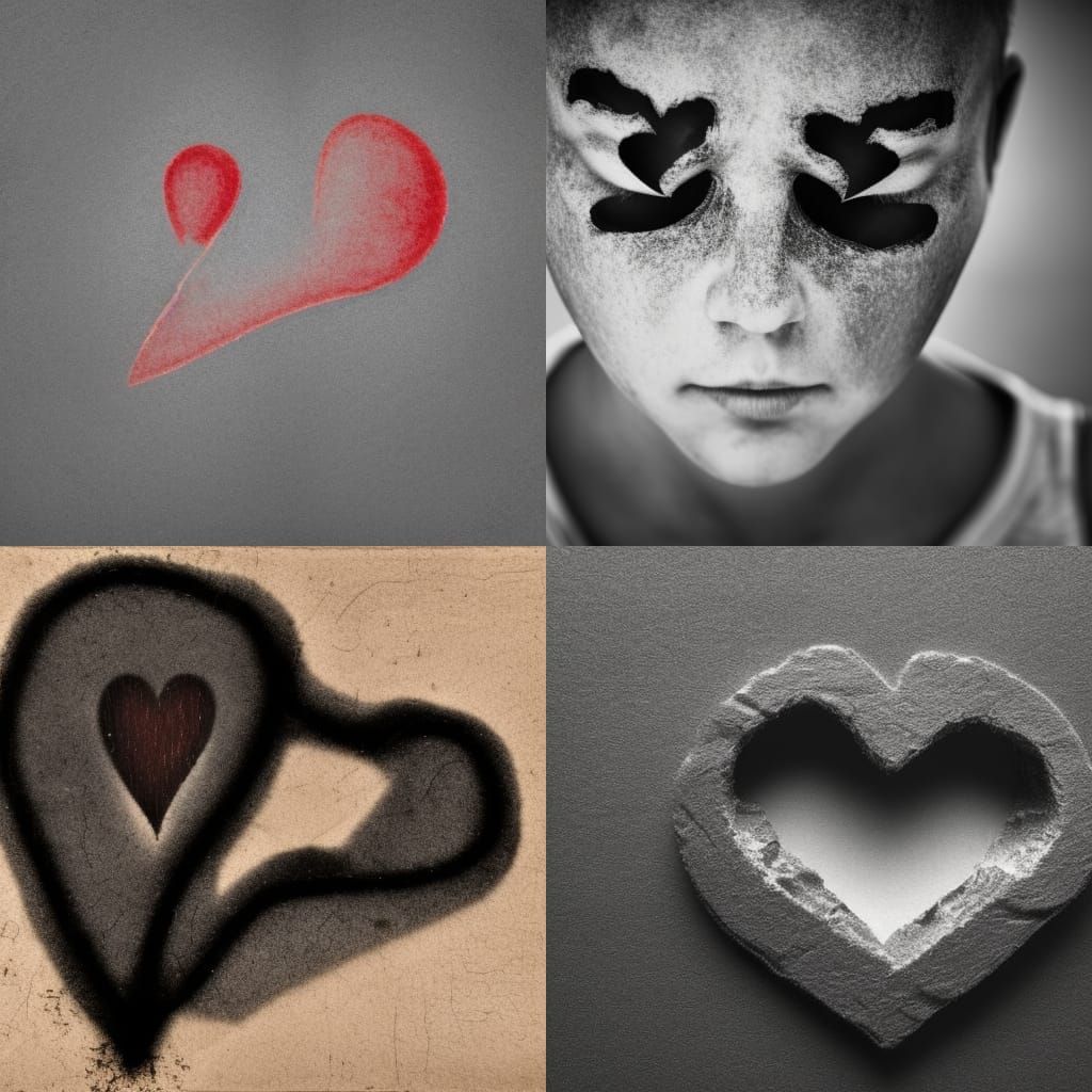 physical impression of a dark and broken heart - AI Generated Artwork ...