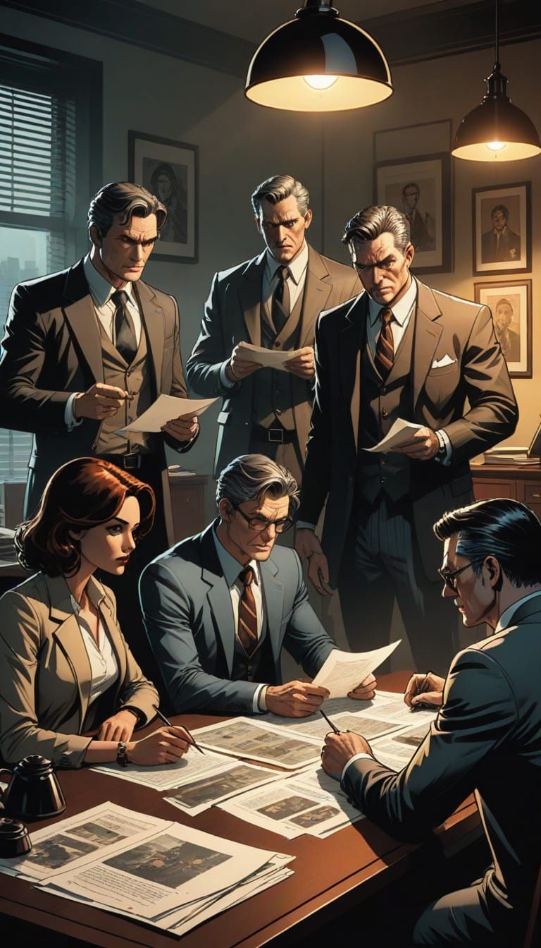 Diverse Detectives Investigate in a Moody Comic Bo... - AI Art