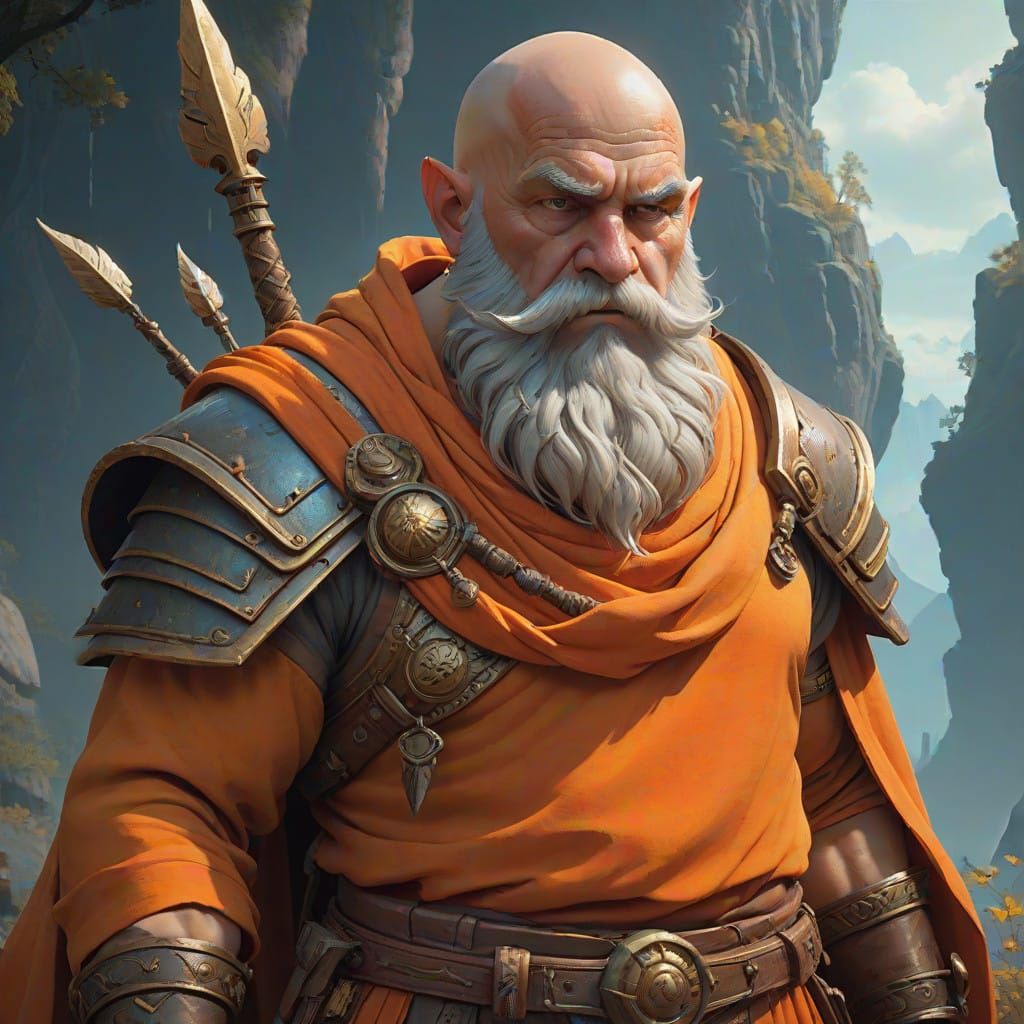 a Kerilin Dwarf monk - Vibrant Dwarf Warrior in High-Fantasy...