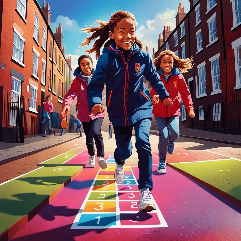 Fun times playing hopscotch - AI Generated Artwork - NightCafe Creator