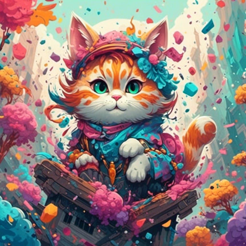 "cute adorable confetti cat" confetti everywhere, confetticore ...