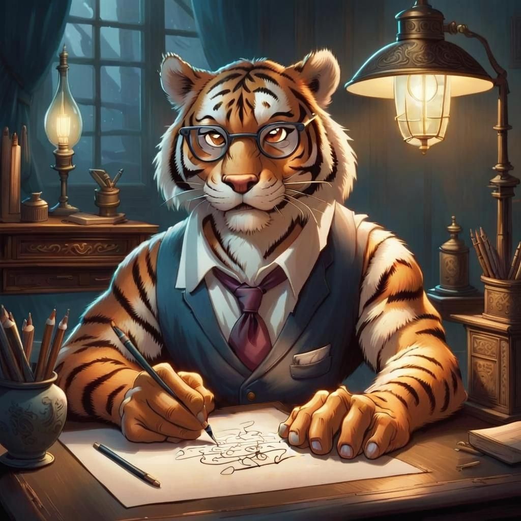 Tiger Calligrapher. - AI Generated Artwork - NightCafe Creator